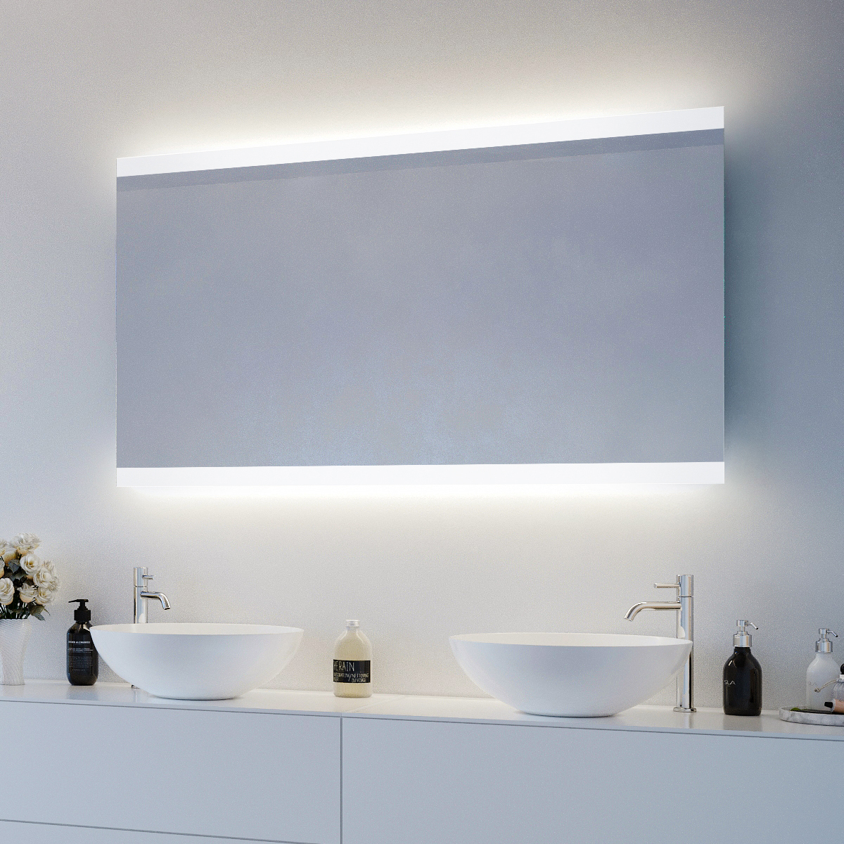 Badspiegel mit Beleuchtung nach Maß kaufen | Spiegelando