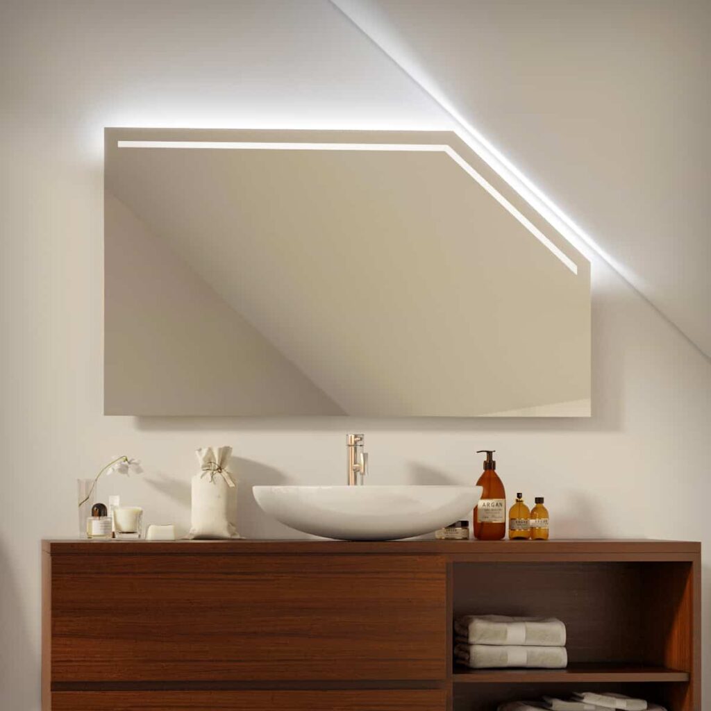 LED Spiegel beleuchtet für Dachschräge - Modena oben - Spiegelando